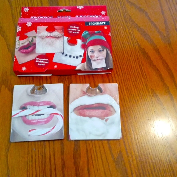 Paladone | Party Supplies | Nwt Festive Face Coasters 2 Coasters 40 ...